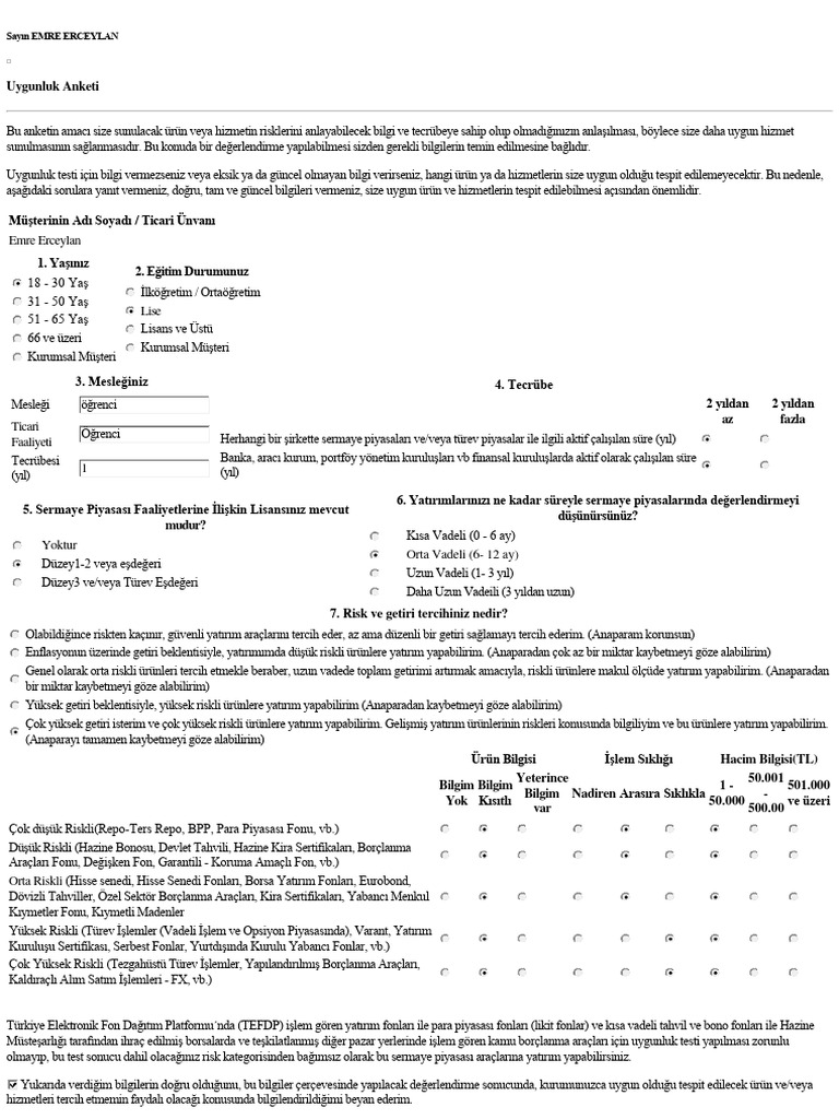 Uygunluk Anketi | PDF