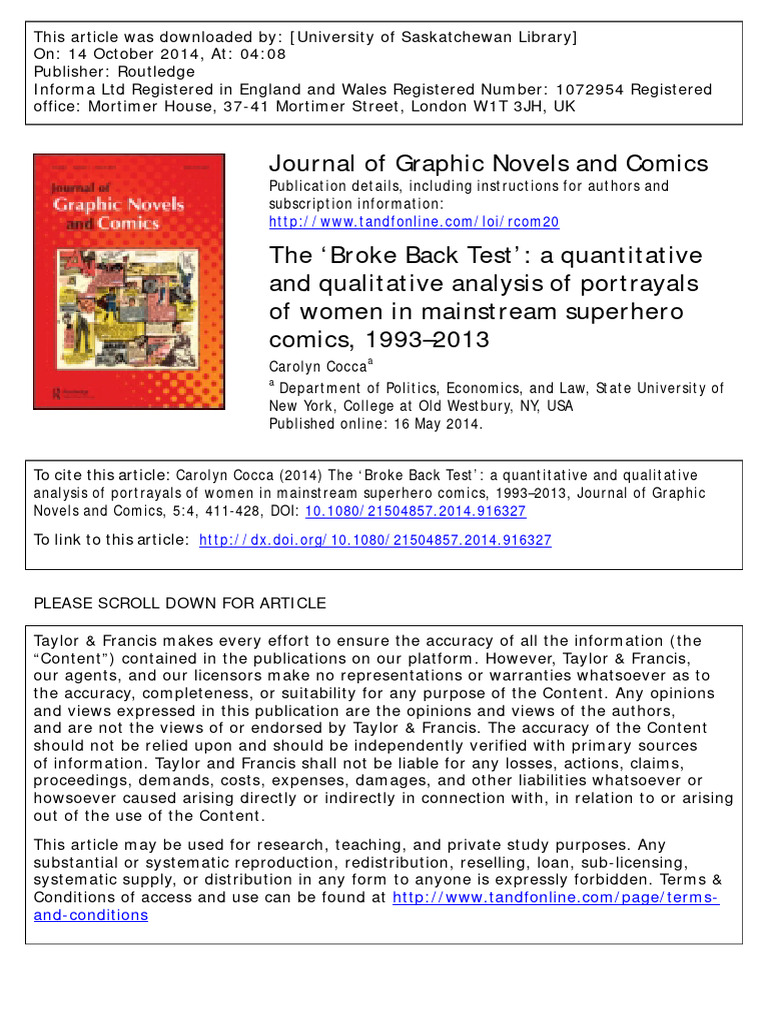 A Quantitative and Qualitative Analysis of Portrayals of Women in Mainstream Superhero Comics ...
