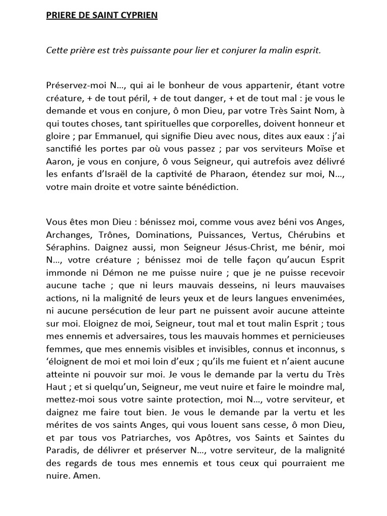 Prière Puissante de Saint Cyprien | PDF | Jésus | Dieu