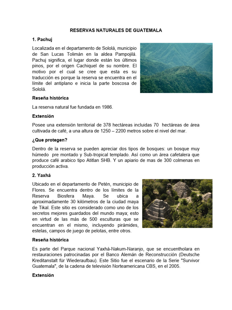 Reservas Naturales de Guatemala Dls | PDF | Ciencias de la Tierra ...