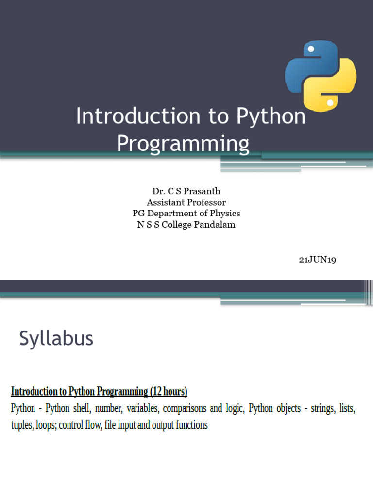 Introduction to Python Programming Basics | PDF | Programming ...