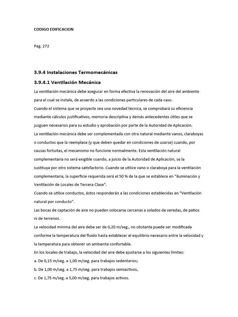 Codigo Edificacion - Ventilacion Mecanica | PDF
