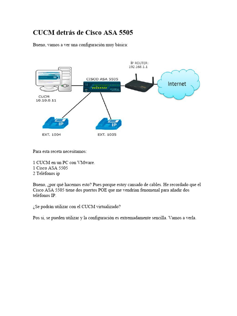CUCM Detrás de Cisco ASA 5505 | PDF | Ciencias de la Computación | Internet