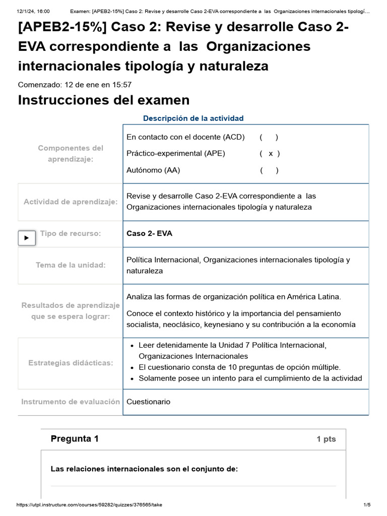 Examen - (APEB2-15%) Caso 2 - Revise y Desarrolle Caso 2-EVA Correspondiente A Las ...