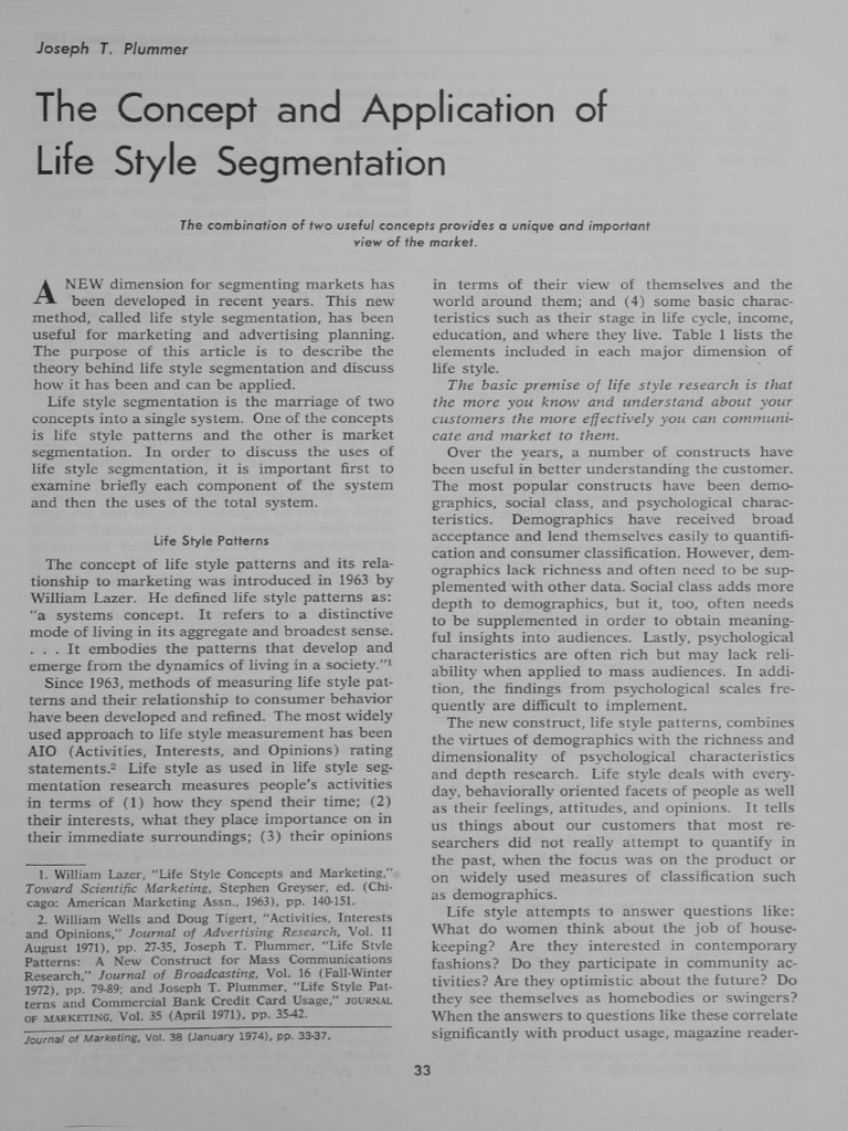 Life Style Segmentation in Marketing | PDF | Market Segmentation ...