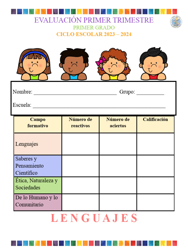 1ro Evaluación Primer Trimestre Pdf