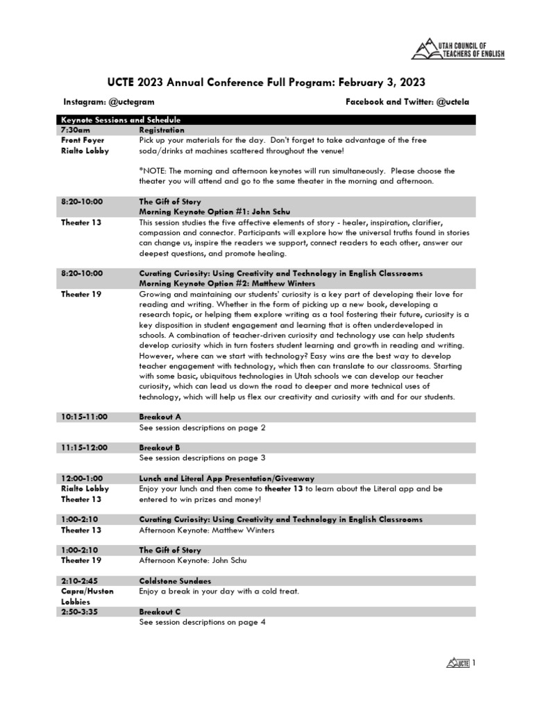 Ucte 2023 Annual Conference Session Descriptions | PDF
