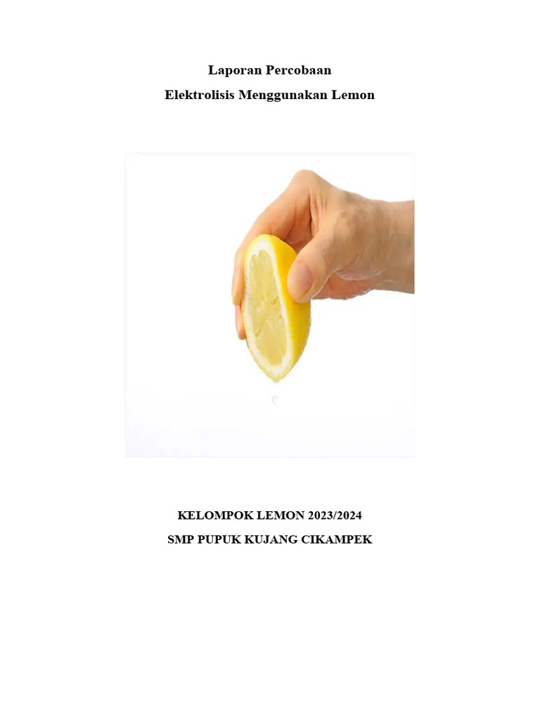 Percobaan Elektrolisis Menggunakan Lemon | PDF | Griya & Taman | Sains & Matematika