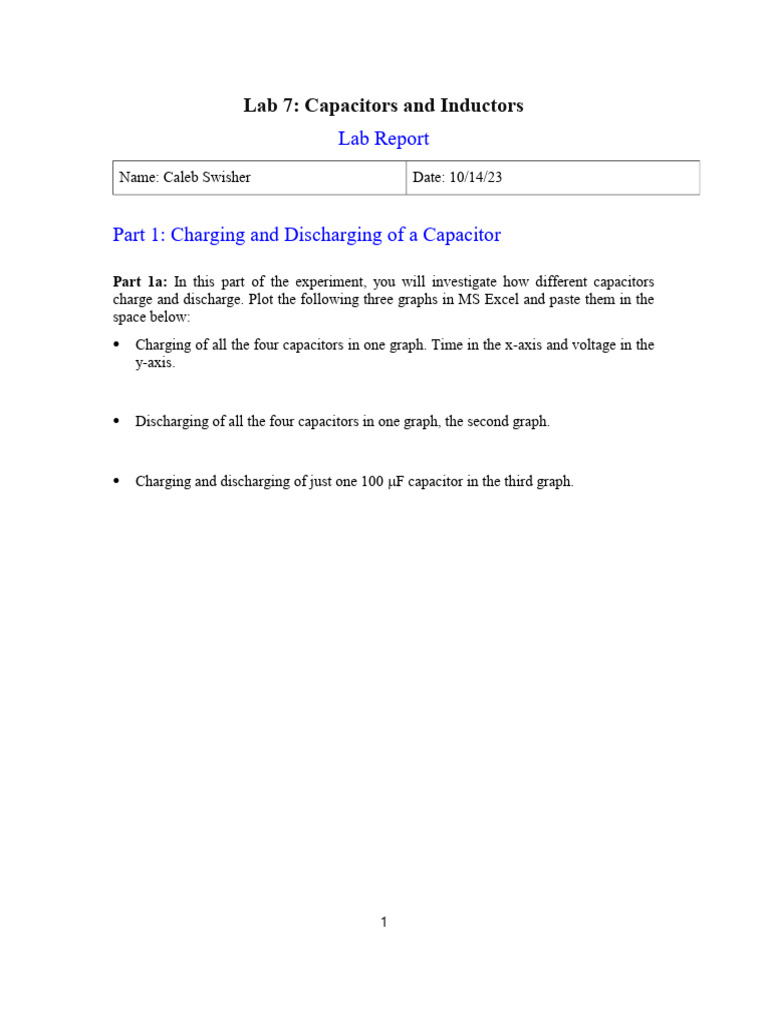 Lab 7 Experiment Report | PDF | Capacitor | Electromagnetism