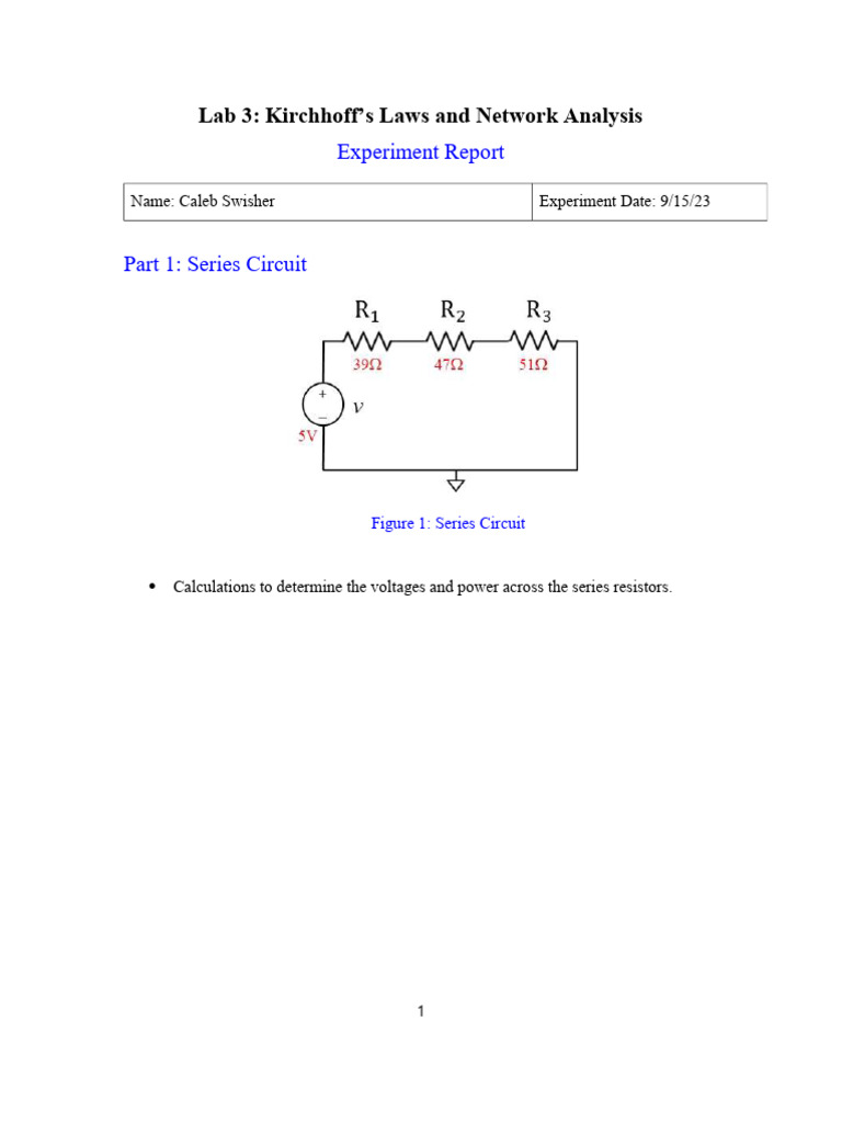 Lab 3 Experiment Report | PDF | Electrical Network | Series And ...