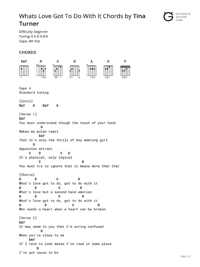 Whats Love Got To Do With It Chords | PDF