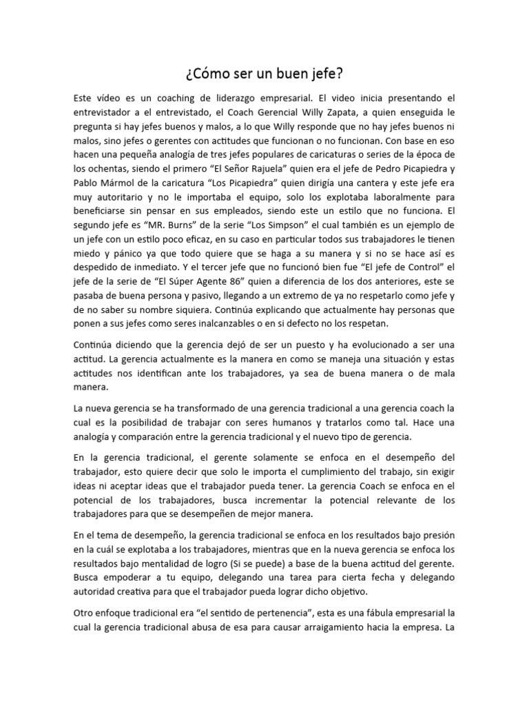 Cómo Ser Un Buen Jefe o Patrón | PDF | Business