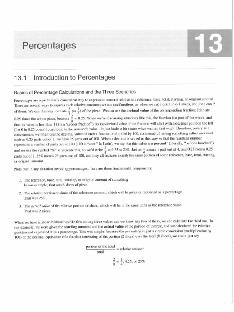 Chapter 13 Percentages | PDF