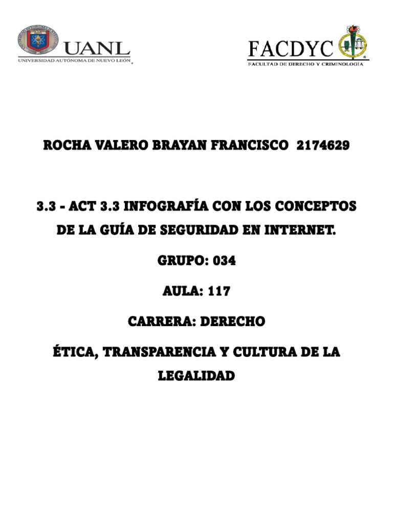 3.3 - Act 3.3 Infografía Con Los Conceptos de La Guía de Seguridad en Internet. | PDF | Internet ...