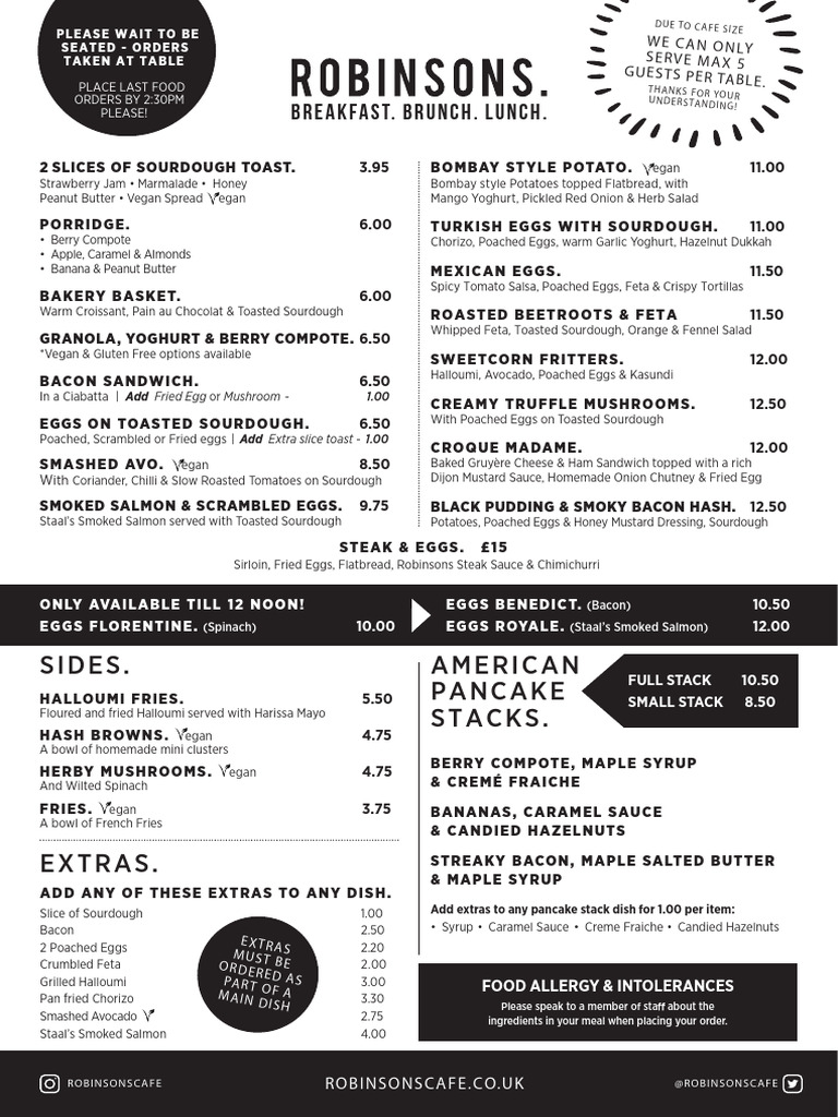 Robinsons-New-Menu | PDF | Foods | Cuisine