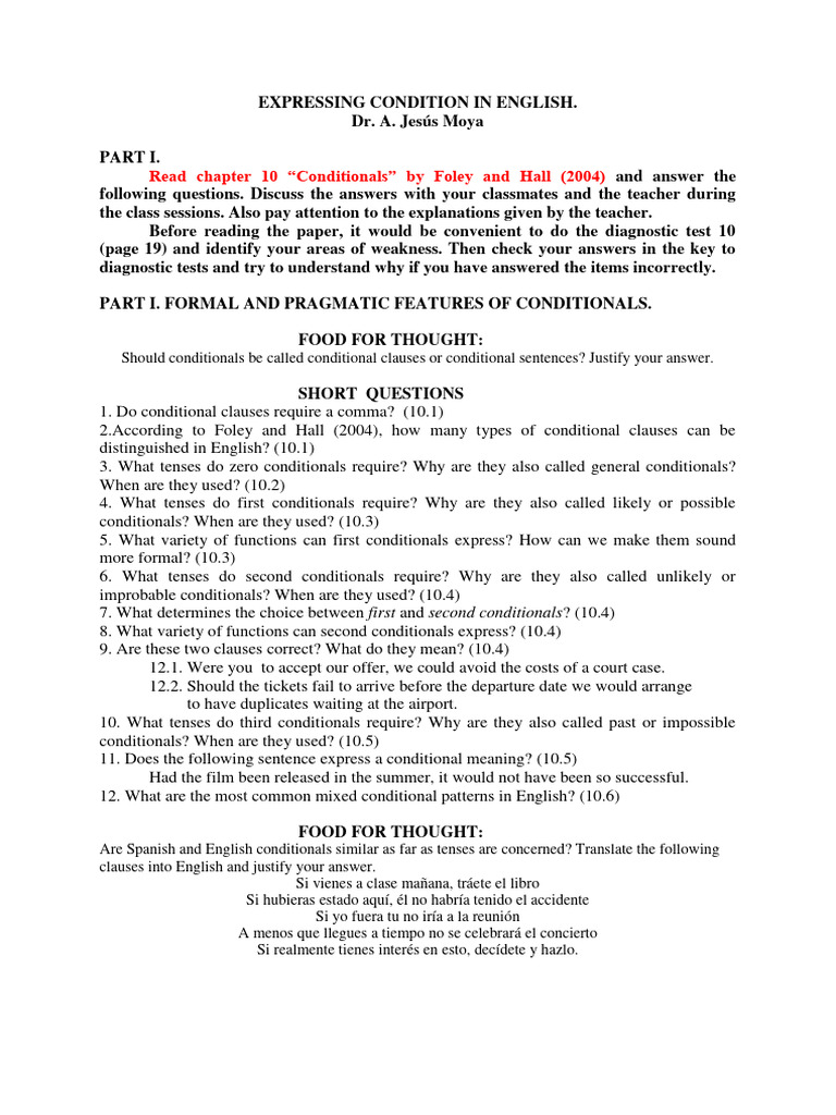1 Handout. Conditionals | PDF | Syntax | Language Mechanics