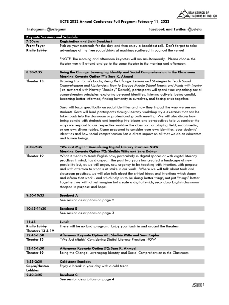 Ucte 2022 Annual Conference Full Program | PDF | English As A Second Or ... Ucte 2022 Annual Conference Full Program | PDF | English As A Second Or ...