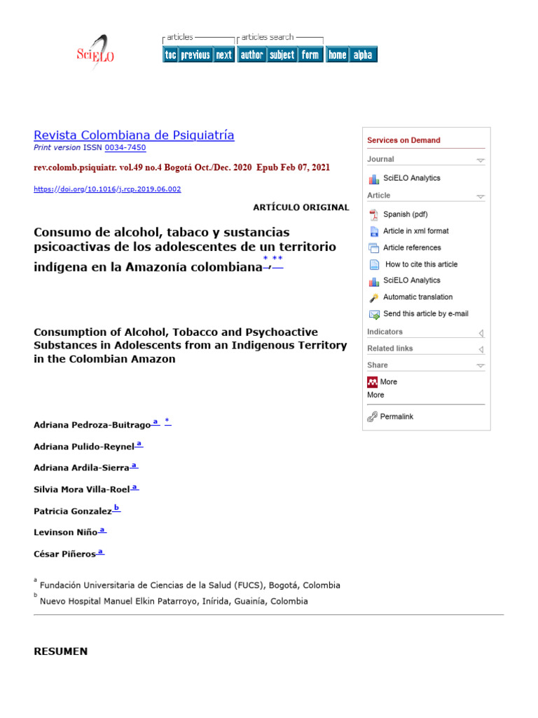 Consumo de Tabaco y Spa en Colombia | PDF