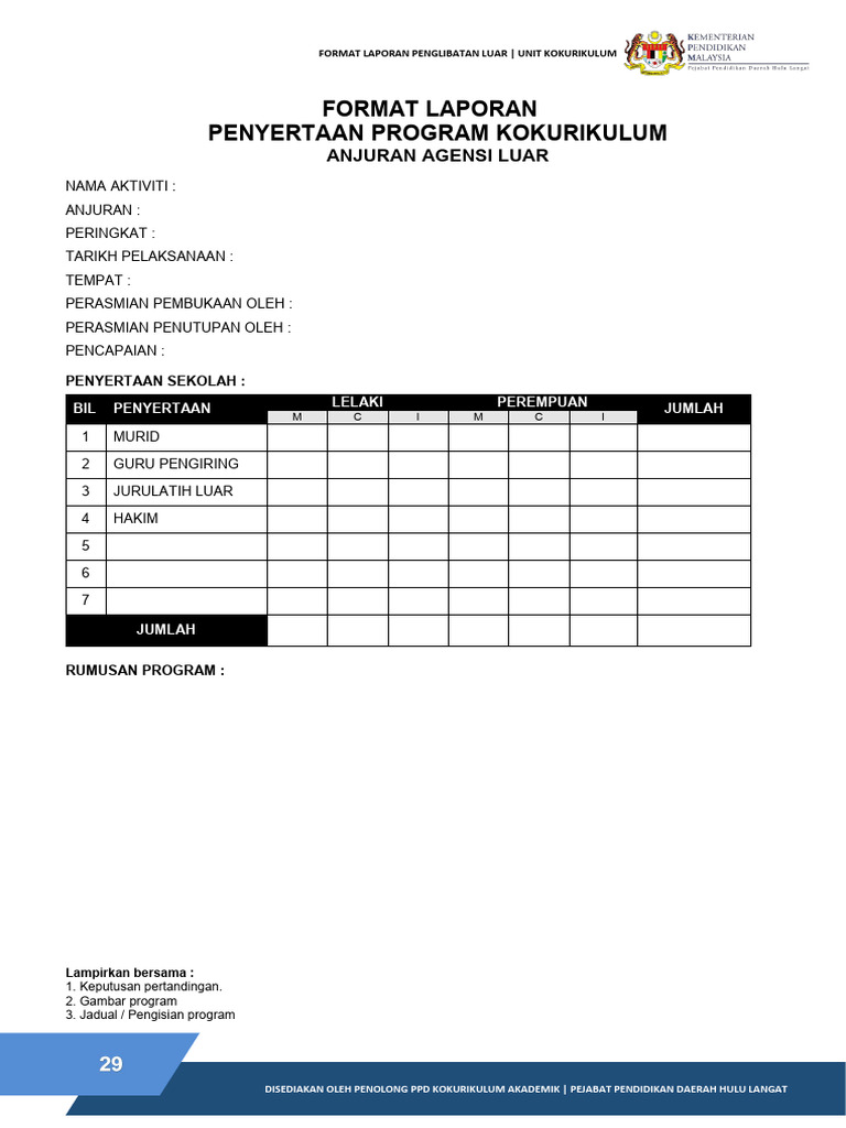 12 Format Laporan Penglibatan Luar | PDF