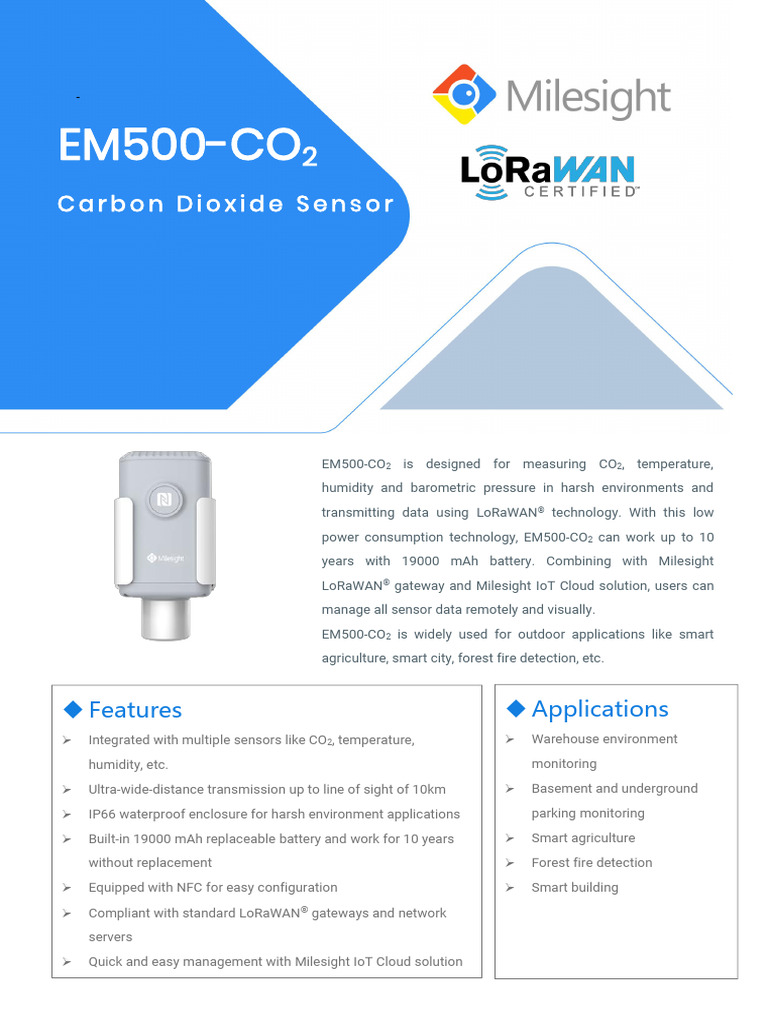 5302 - Em500 Co2 Datasheet en | PDF | Sensor | Internet Of Things