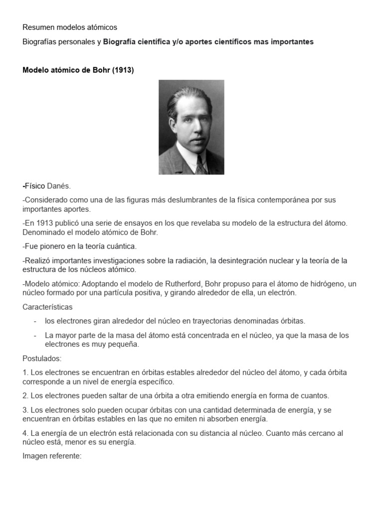 Resumen modelos atómicos con resumen | PDF | Átomos | Electrón