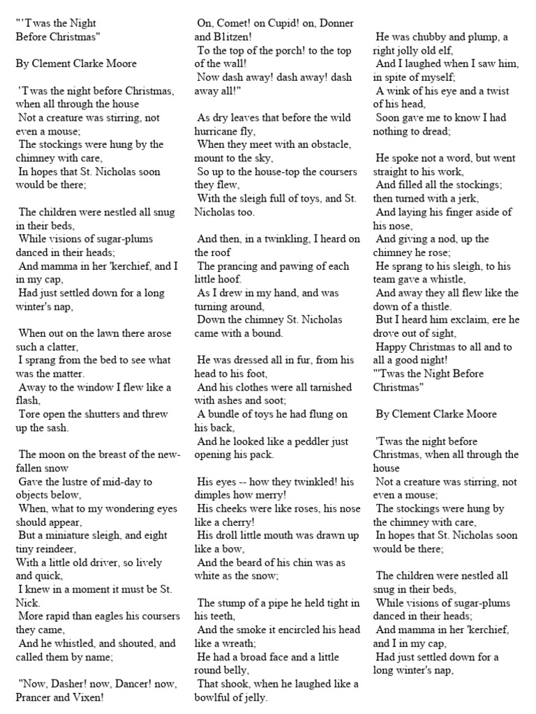 Twas The Night Before Christmas - Annabel Script | Download Free PDF ...