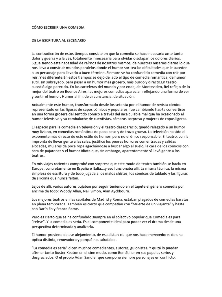 Cómo Escribir Una Comedia | PDF | Humor | La risa