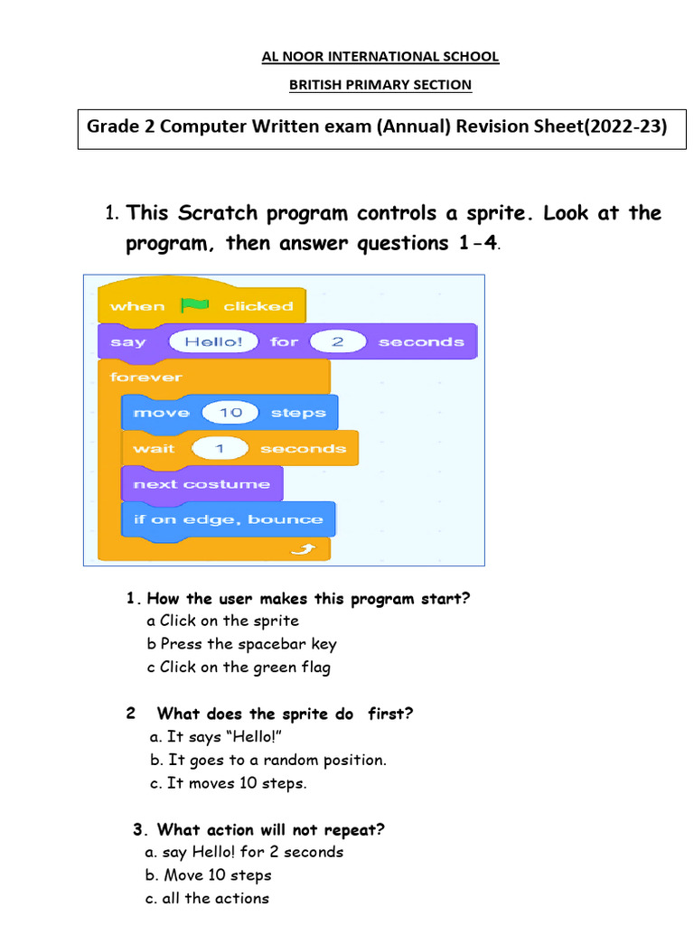 Annual Exam Revision Questions | PDF | Computers