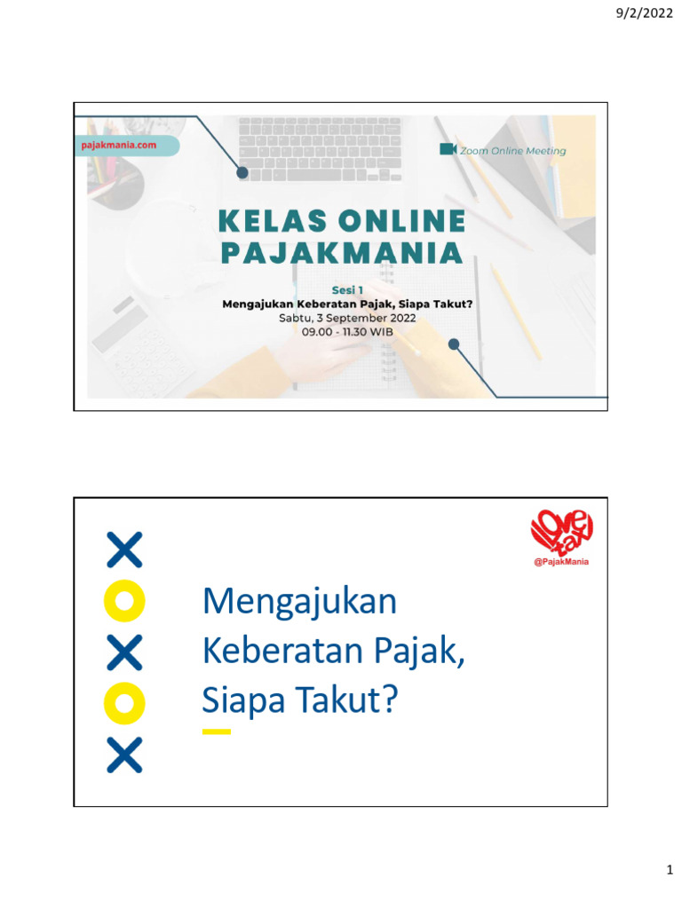 Materi KOPM 3 September 2022 Sesi 1 Mengajukan Keberatan Pajak Siapa Takut | PDF