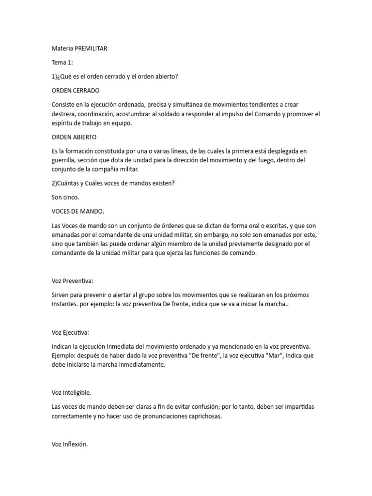 Conceptos Clave de la Materia Premilitar | PDF | Militar | Seguridad ...