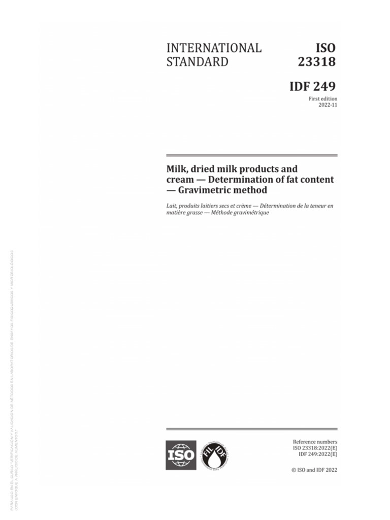 Documento 3 Método ISO 23318 2022 - IDF 249 2022 Milk, Dried Milk Products and Cream ...