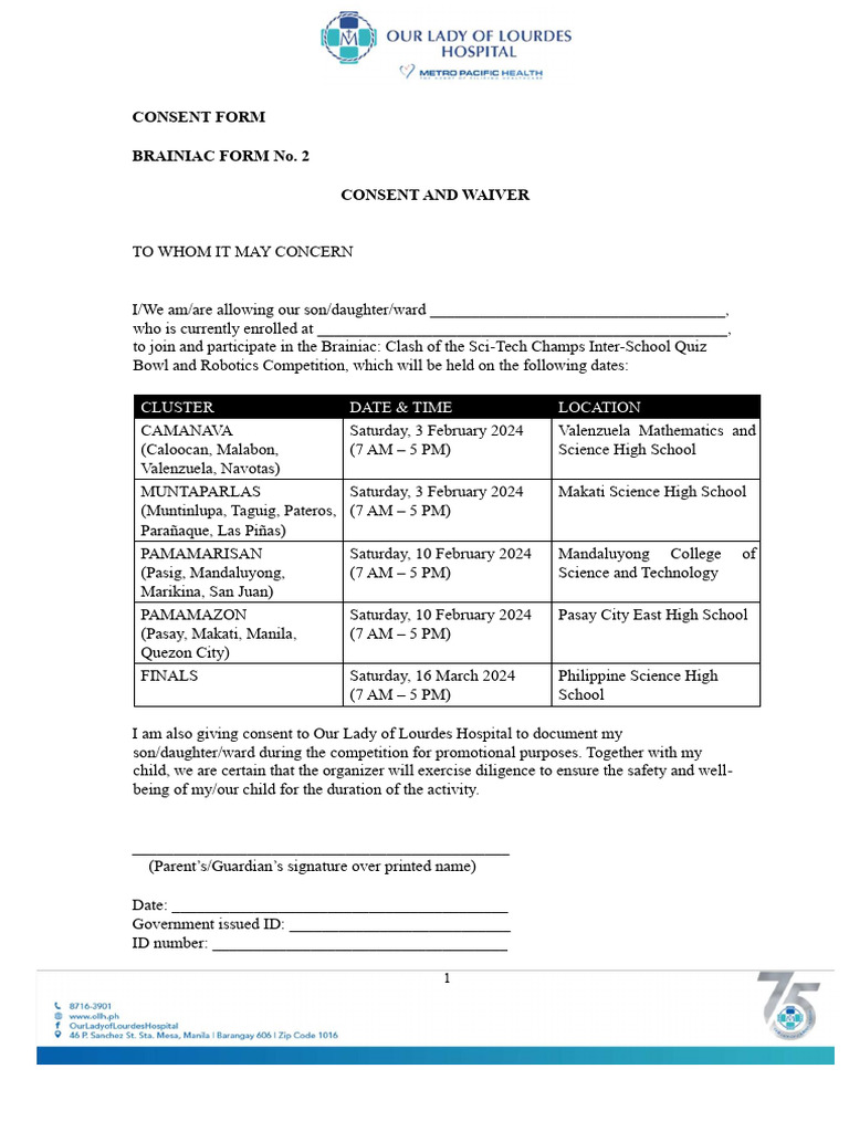 Brainiac Competition Consent Form | PDF