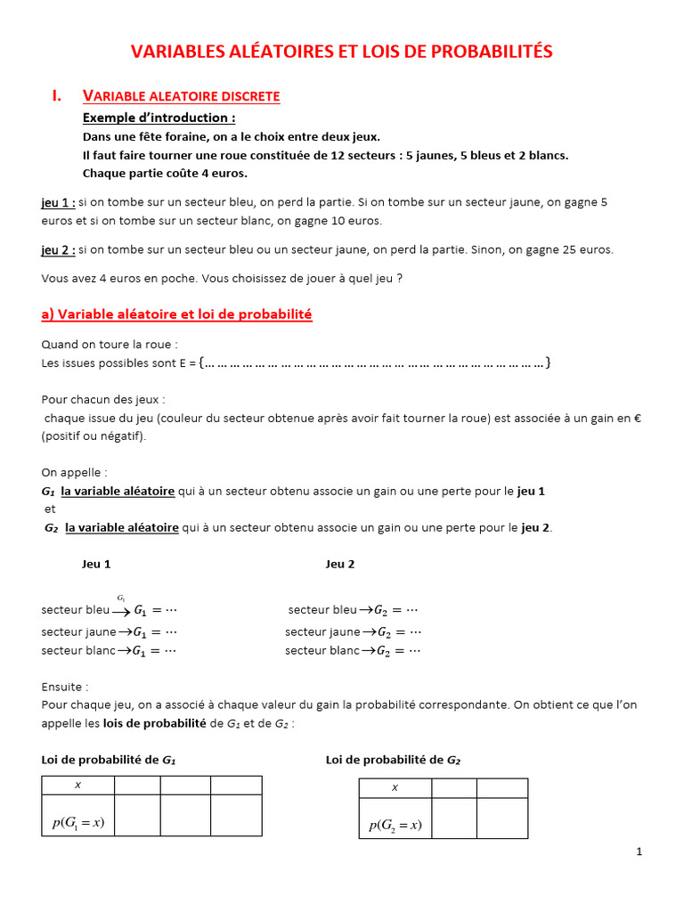 Cours Variable Aleatoire-Tstmg-2024 | PDF | Espérance mathématique | Probabilité