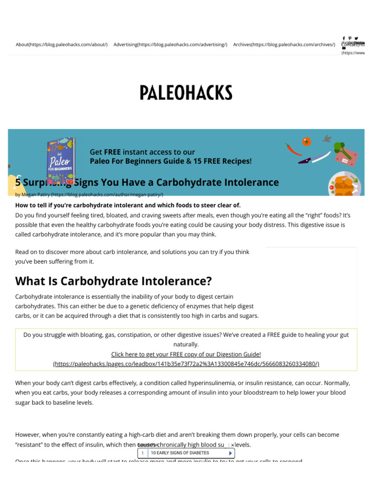 5 Surprising Signs You Have A Carbohydrate Intolerance - PaleoHacks ...