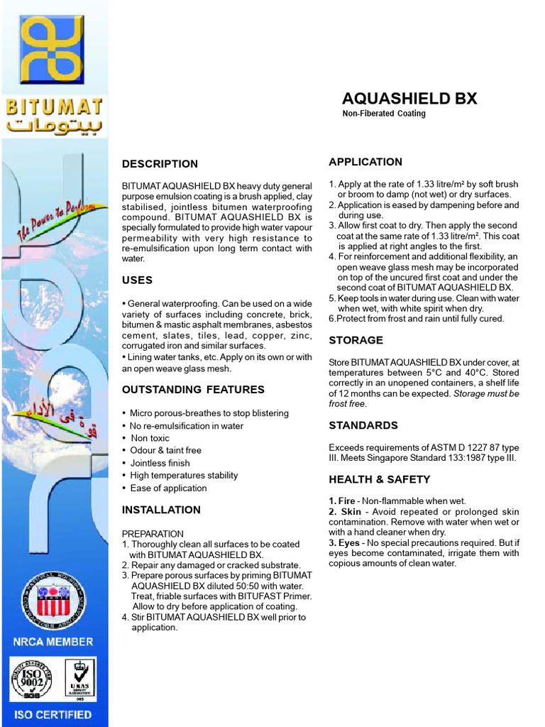 Aquashield BX | PDF | Water | Civil Engineering