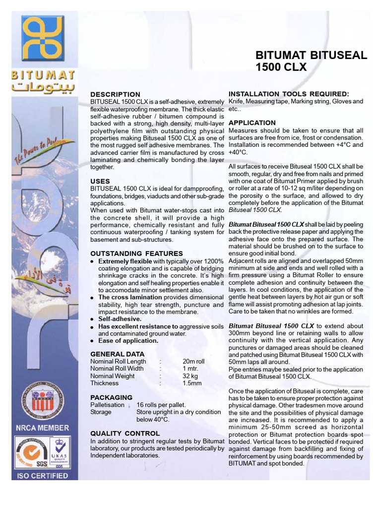 Bituseal 1500 CLX - Upd | Download Free PDF | Industrial Processes | Materials Science