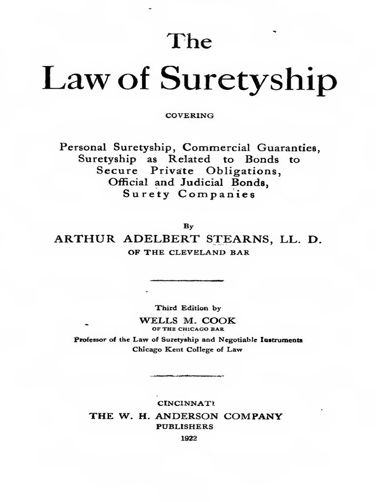 Law of Suretyship Cook 1922 | PDF | Surety | Guarantee