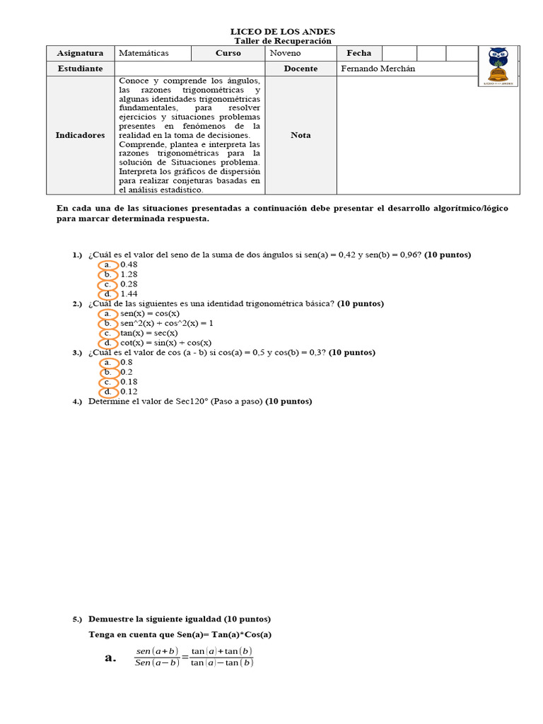 Recuperación Noveno (1) (1) | PDF