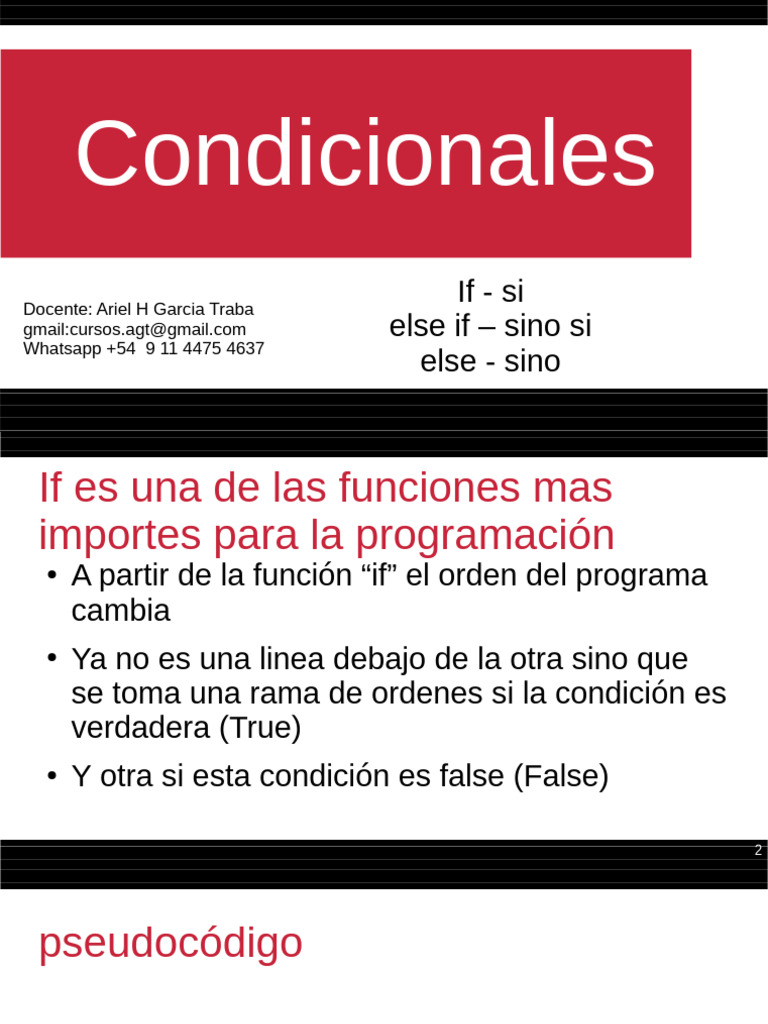 003 Condicionales If | PDF | Programación de computadoras | Ingeniería ...