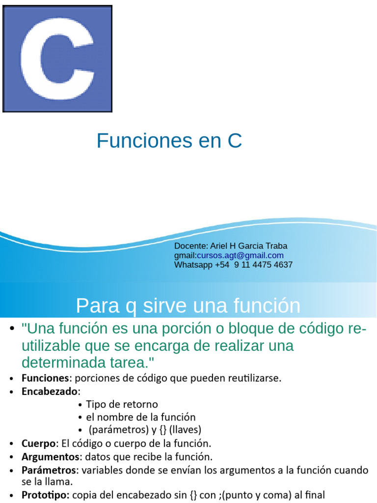 Funciones C | PDF | Desarrollo de software | Ingeniería Informática