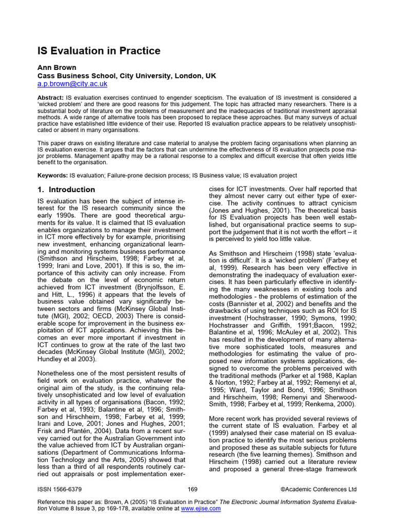 IS Evaluation in Practice | PDF | Decision Making | Evaluation