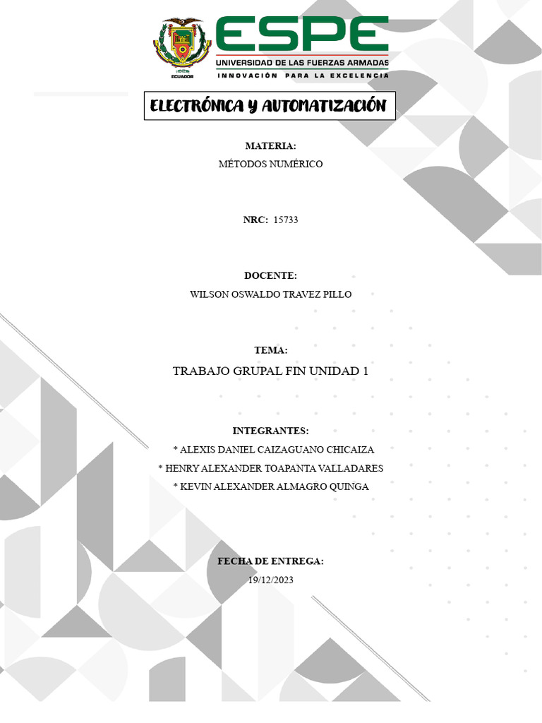 Métodos Numéricos en Electrónica y Automatización | PDF | Análisis ...