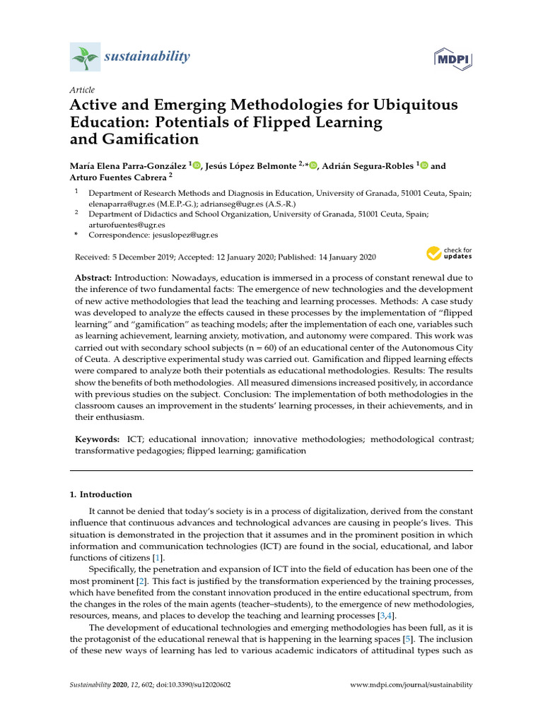 Active and Emerging Methodologies For Ubiquitous Education Potentials of Flipped Learning and ...