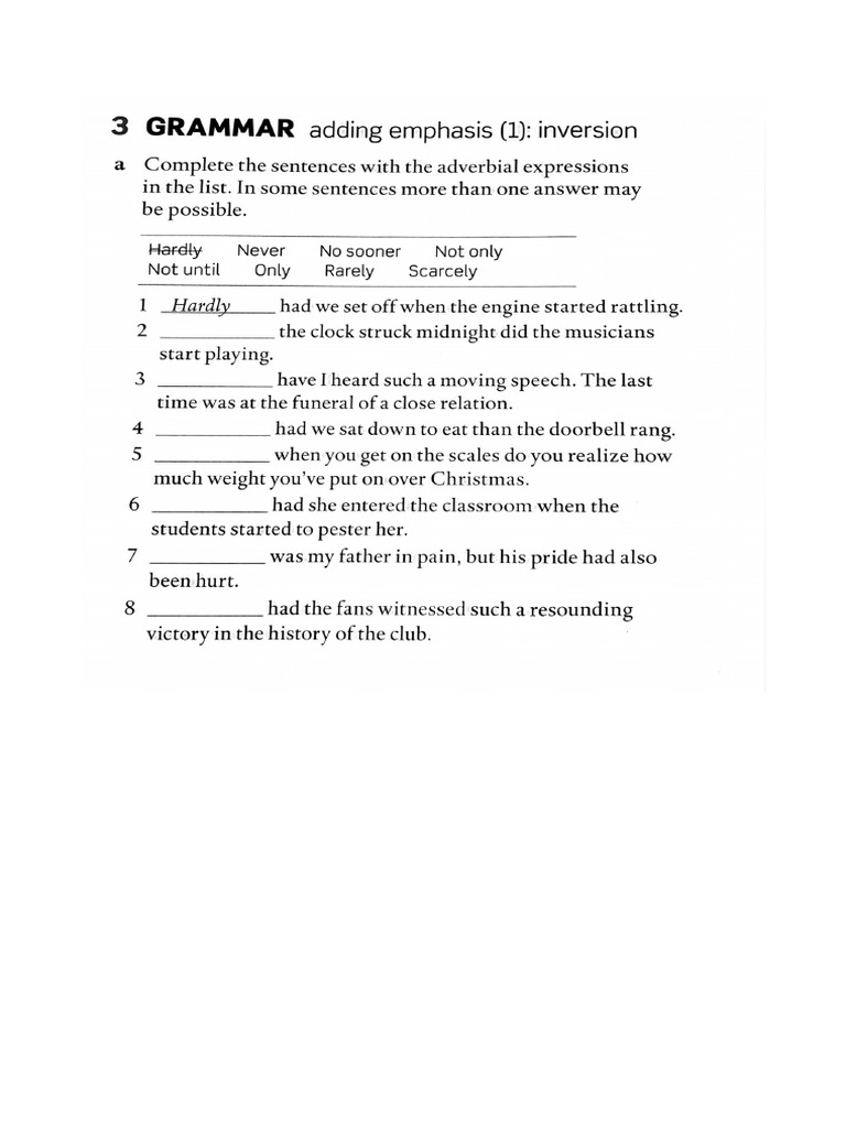 Adding Emphasis - Inversion Exs | PDF Adding Emphasis - Inversion Exs | PDF