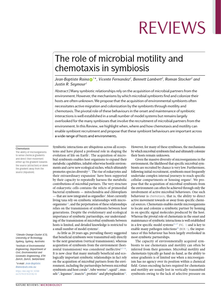 The Role of Microbial Motility and | PDF | Chemotaxis | Bacteria