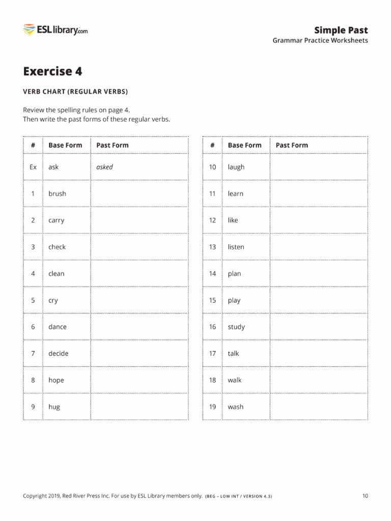 Simple Past - ESL Library | PDF