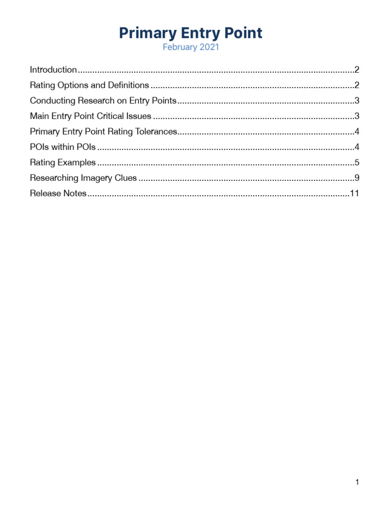 Understanding Primary Entry Points | PDF