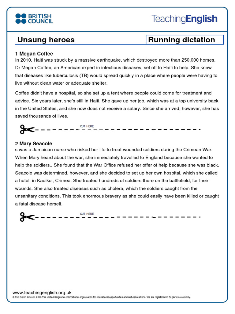Running Dictation - Unsung - Heroes | PDF