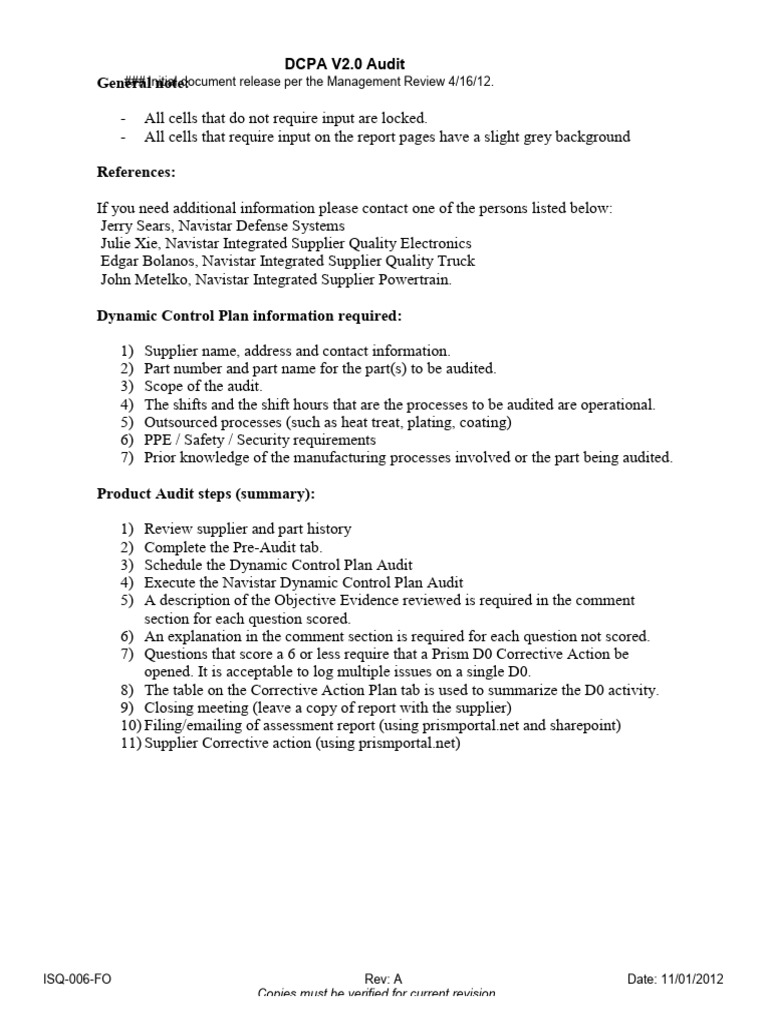 DCPA - Dynamic Control Plan Audit | PDF | Audit | Information
