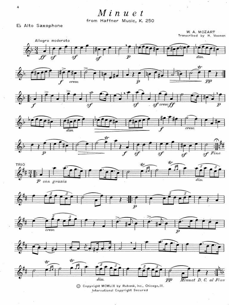 Minuet - W. A. MOZART | PDF